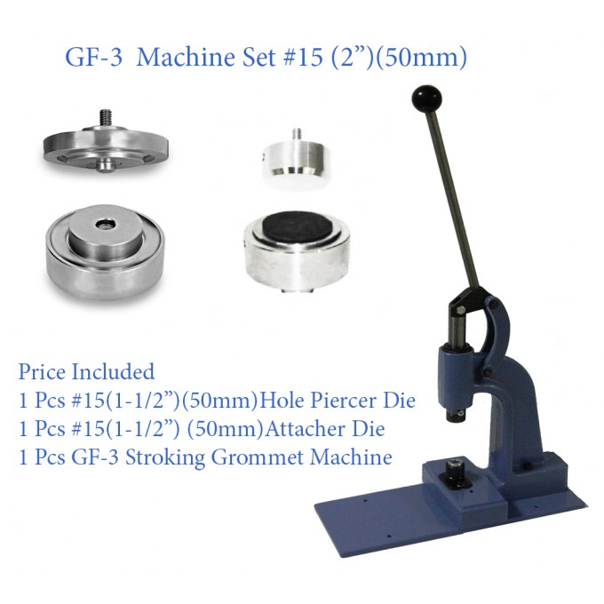 GF-3 Stroking Grommet Machine With #15 Attacher & Piercer Die Set